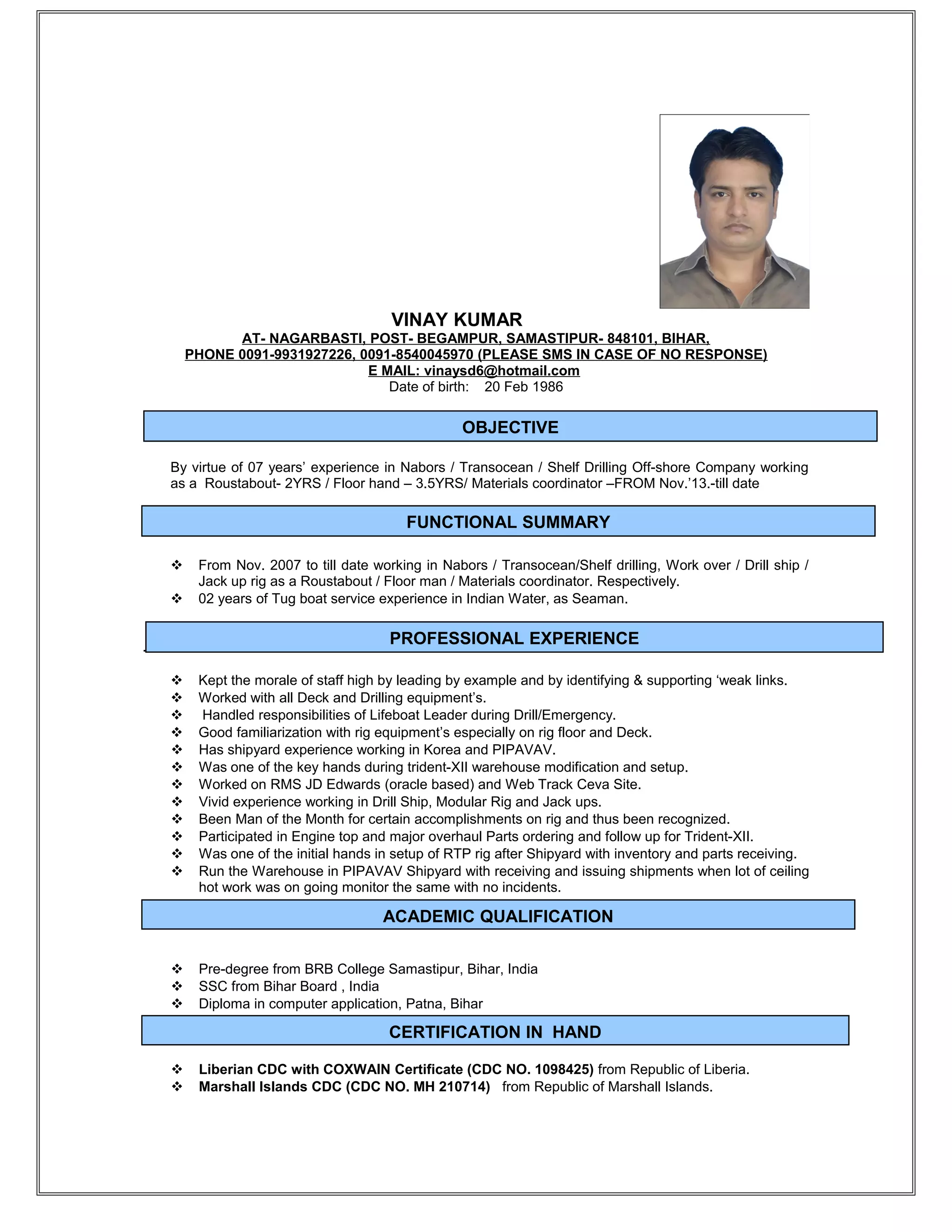 CV. Vinay | PDF