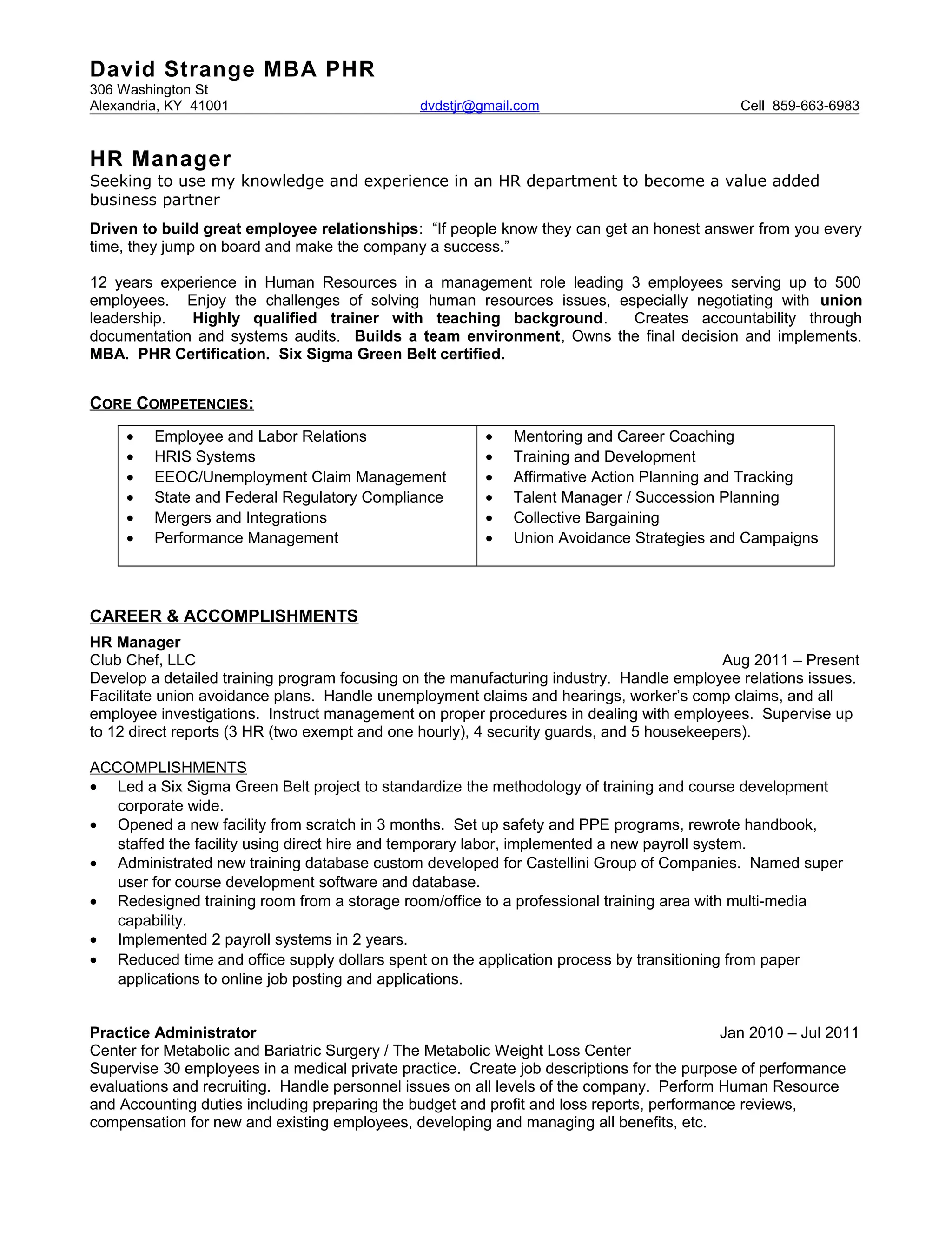 Dave Strange Resume | DOC