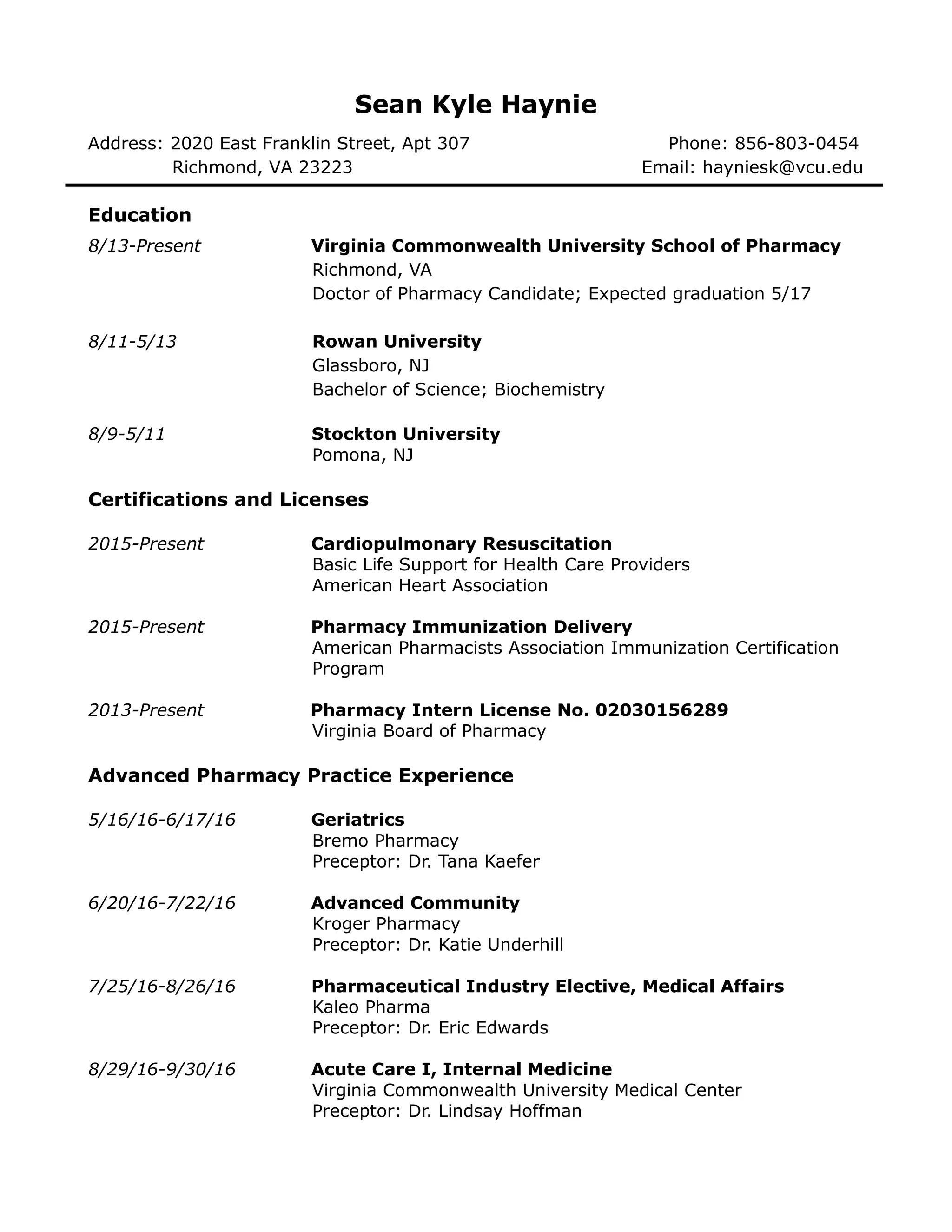 SeanHaynieCV_2016_Updated_V2 | PDF