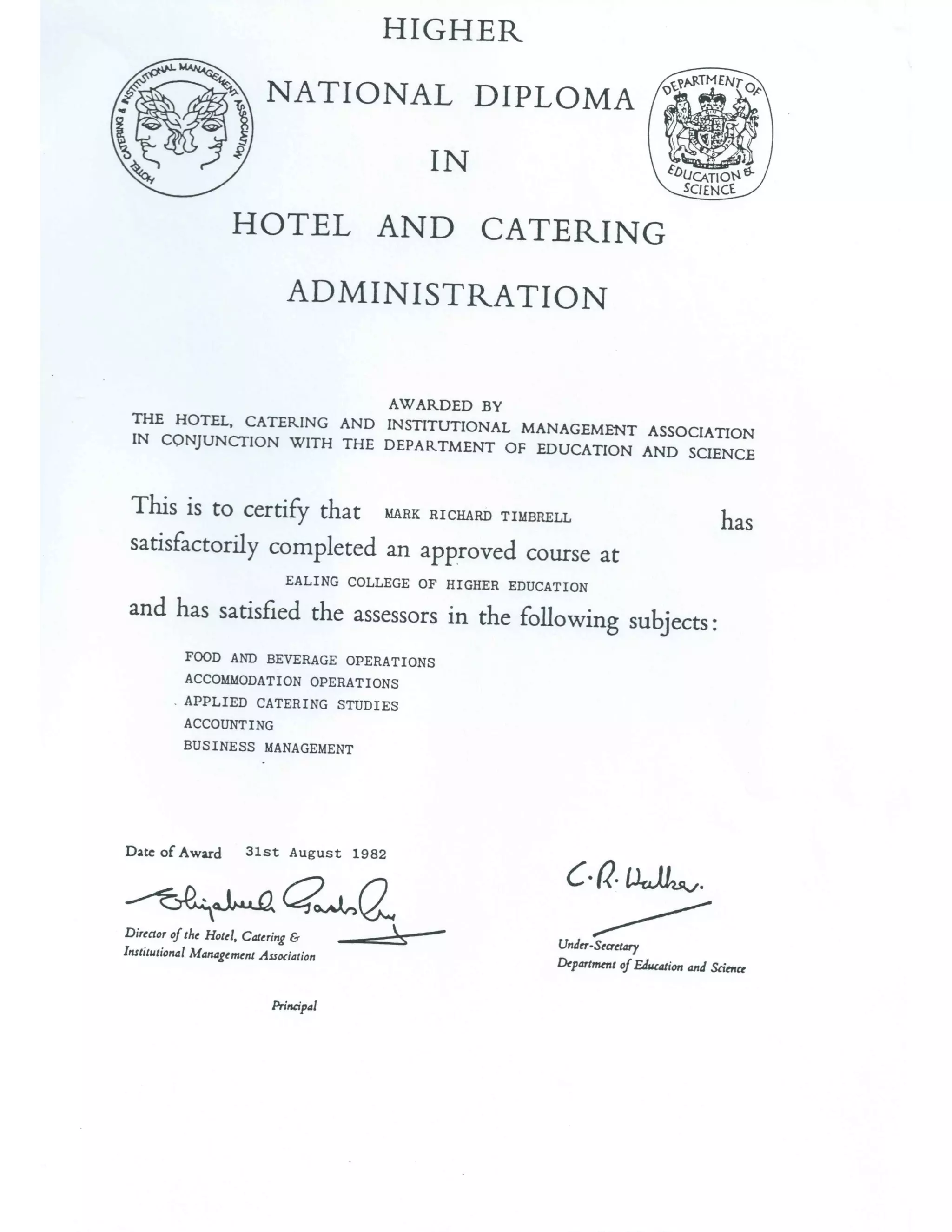 HND certificate Mark Timbrell | PDF