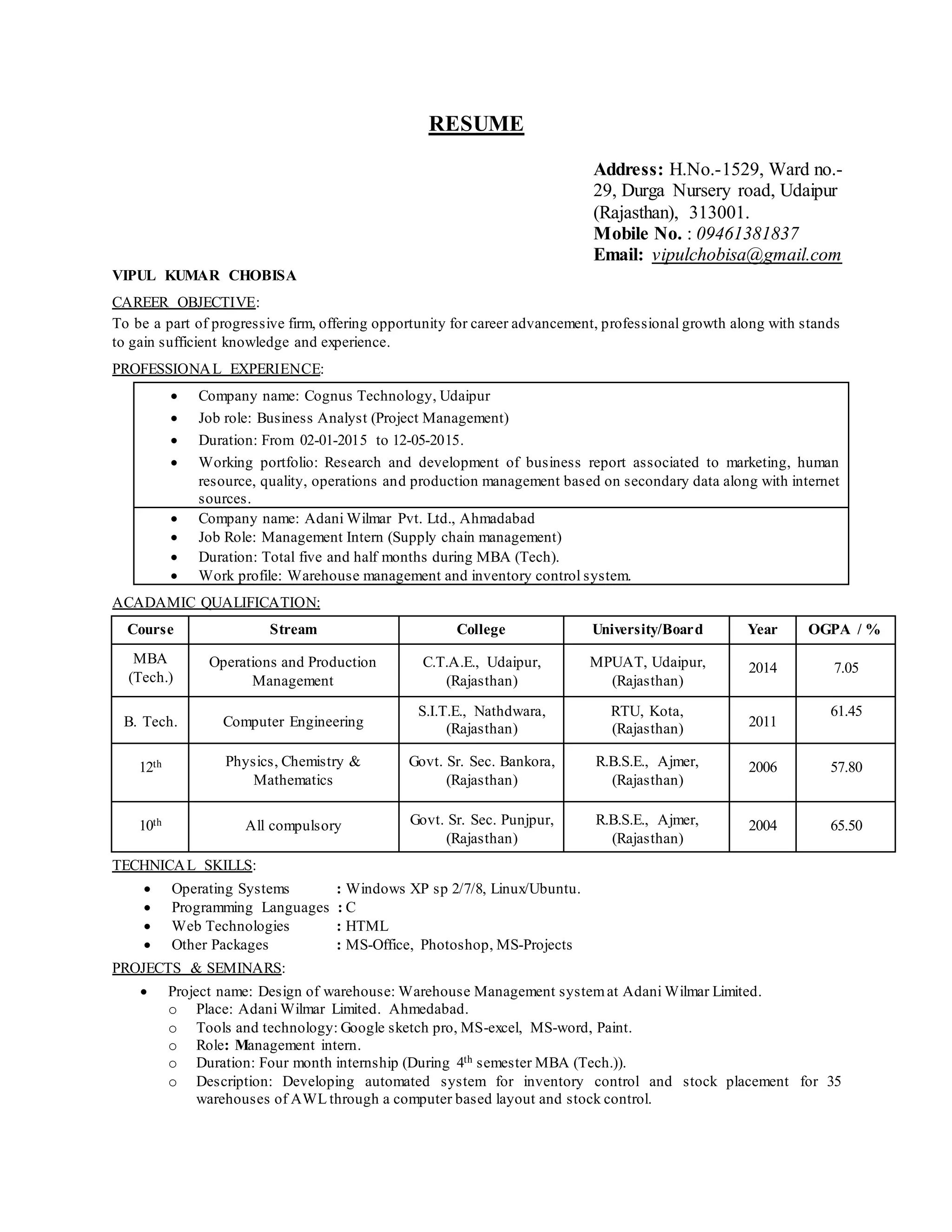 vipul resume | PDF