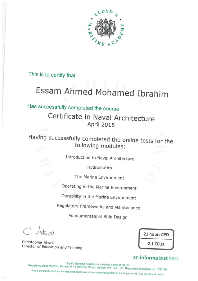 Lloyds Maritime Academy Certificate | PDF