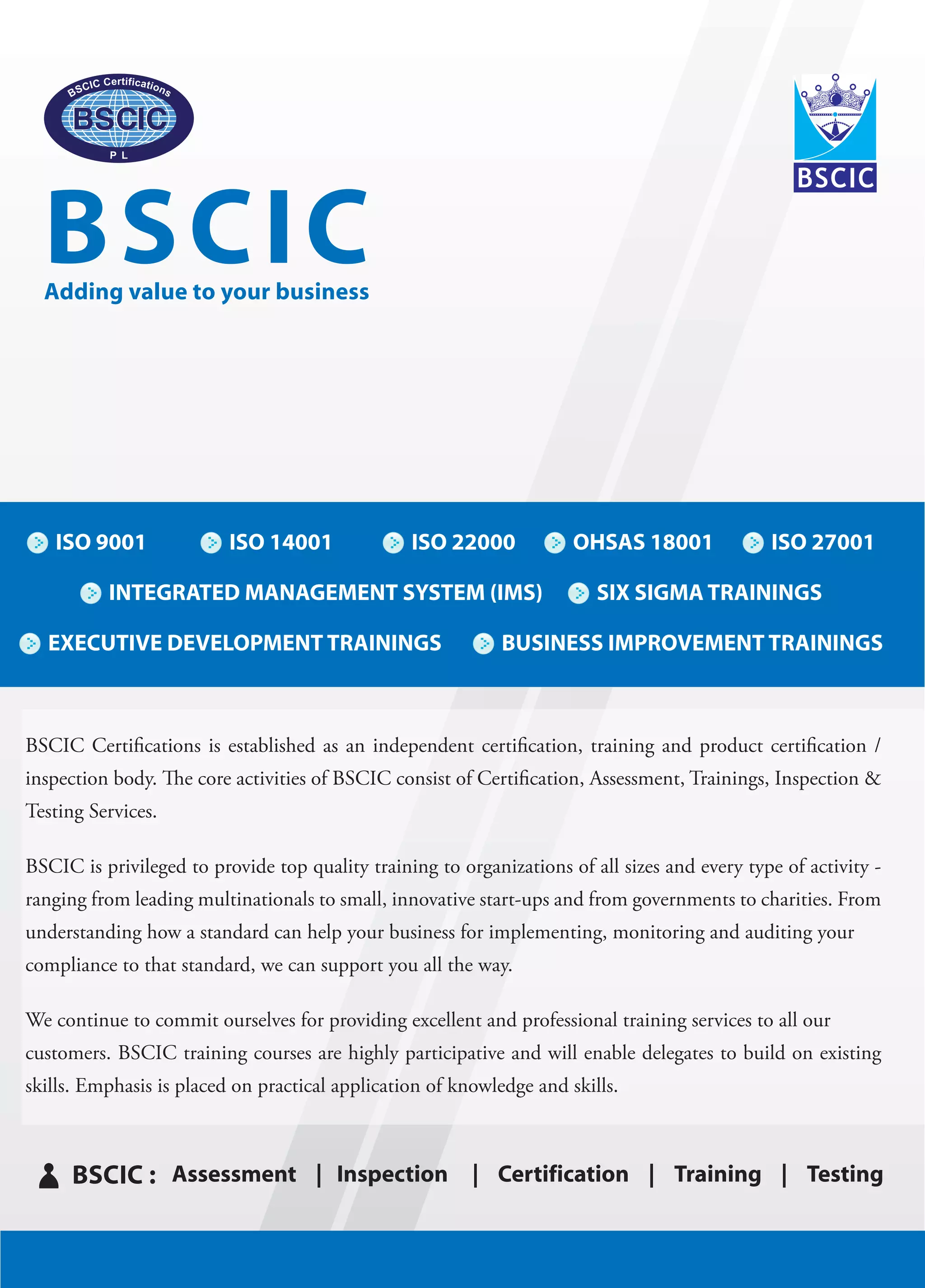 BSCIC Training Brochure | PDF