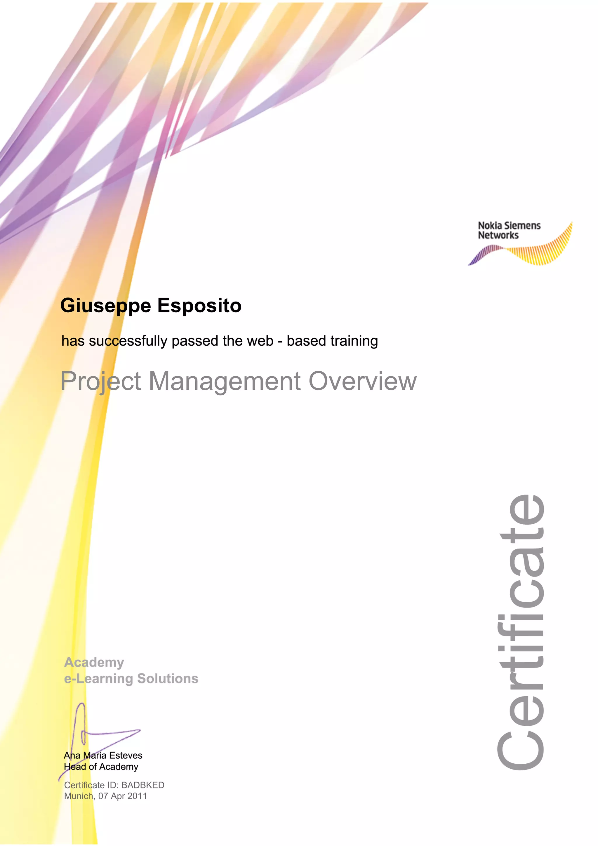 Certificate_Project Management Overview | PDF