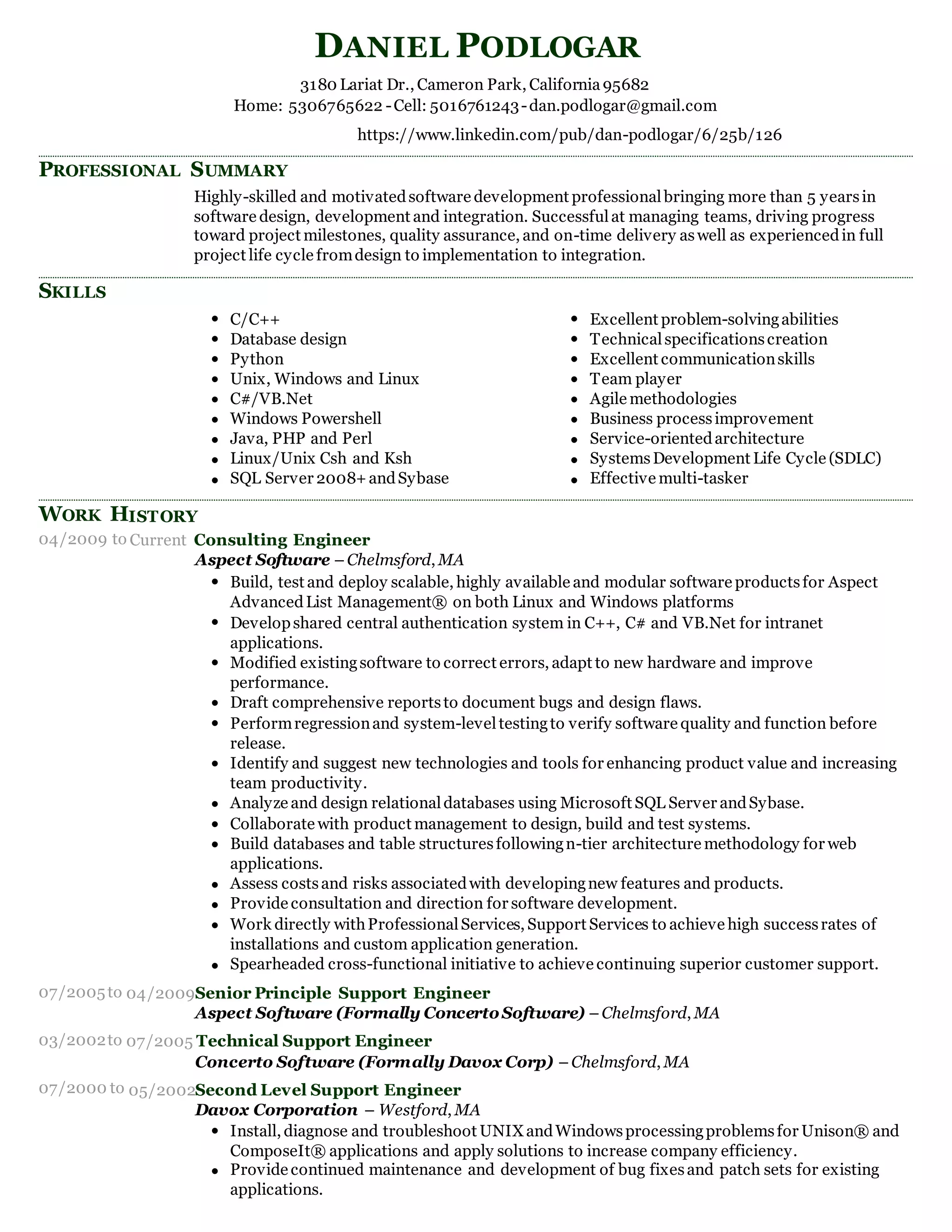 Daniel Podlogar Resume 1 | DOCX | IT and Internet Support | Internet