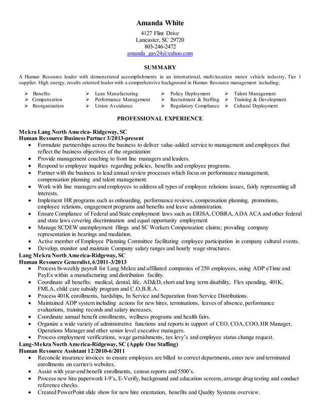 Amanda White Resume 2016 | DOCX
