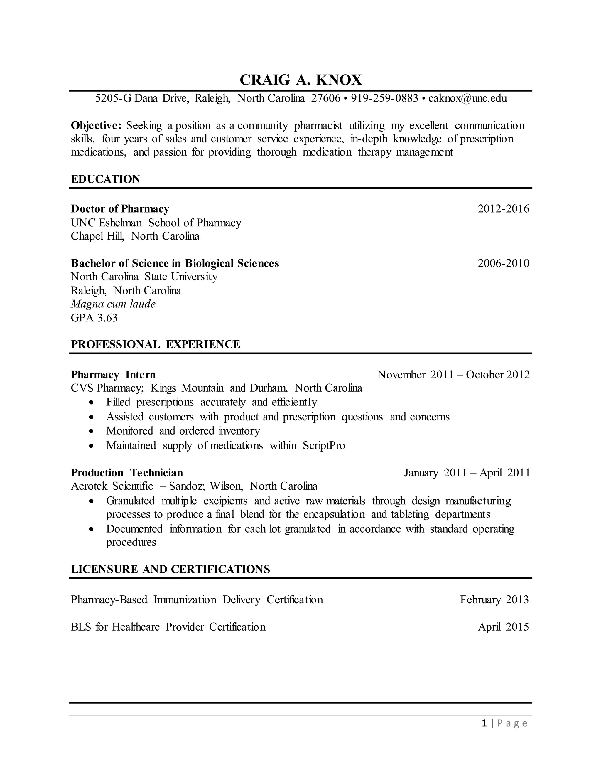 Knox_Craig - CV | PDF