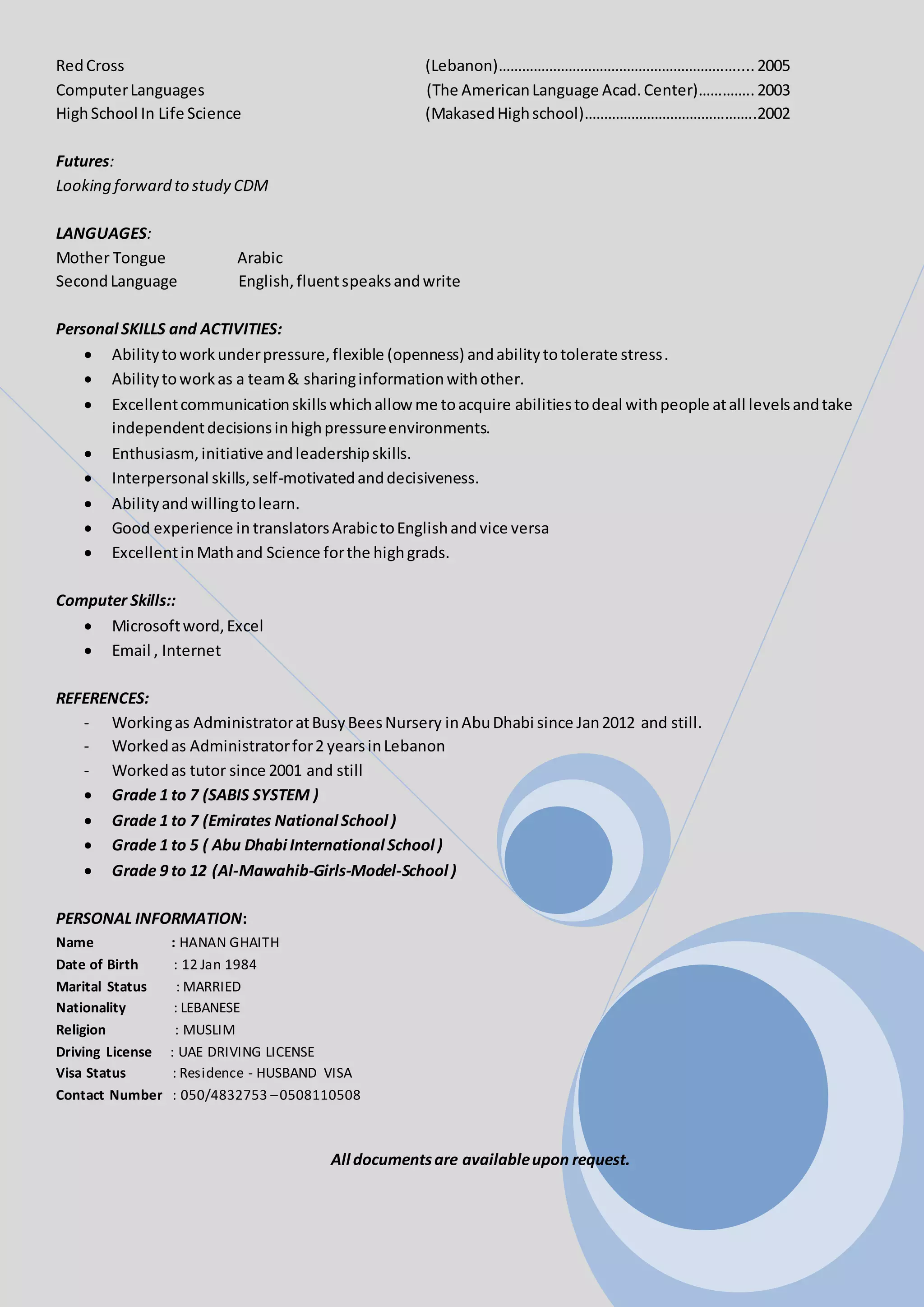 CV HANAN admin | DOCX