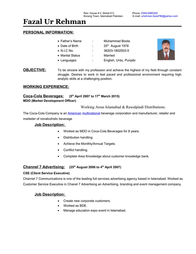My_ CV Fazal Ur Rehman123 | DOC