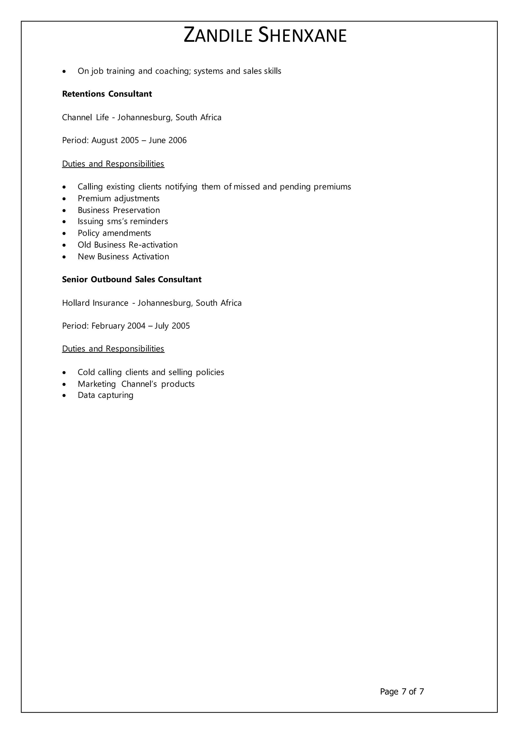 Zandile Shenxane CV 2015 | DOCX