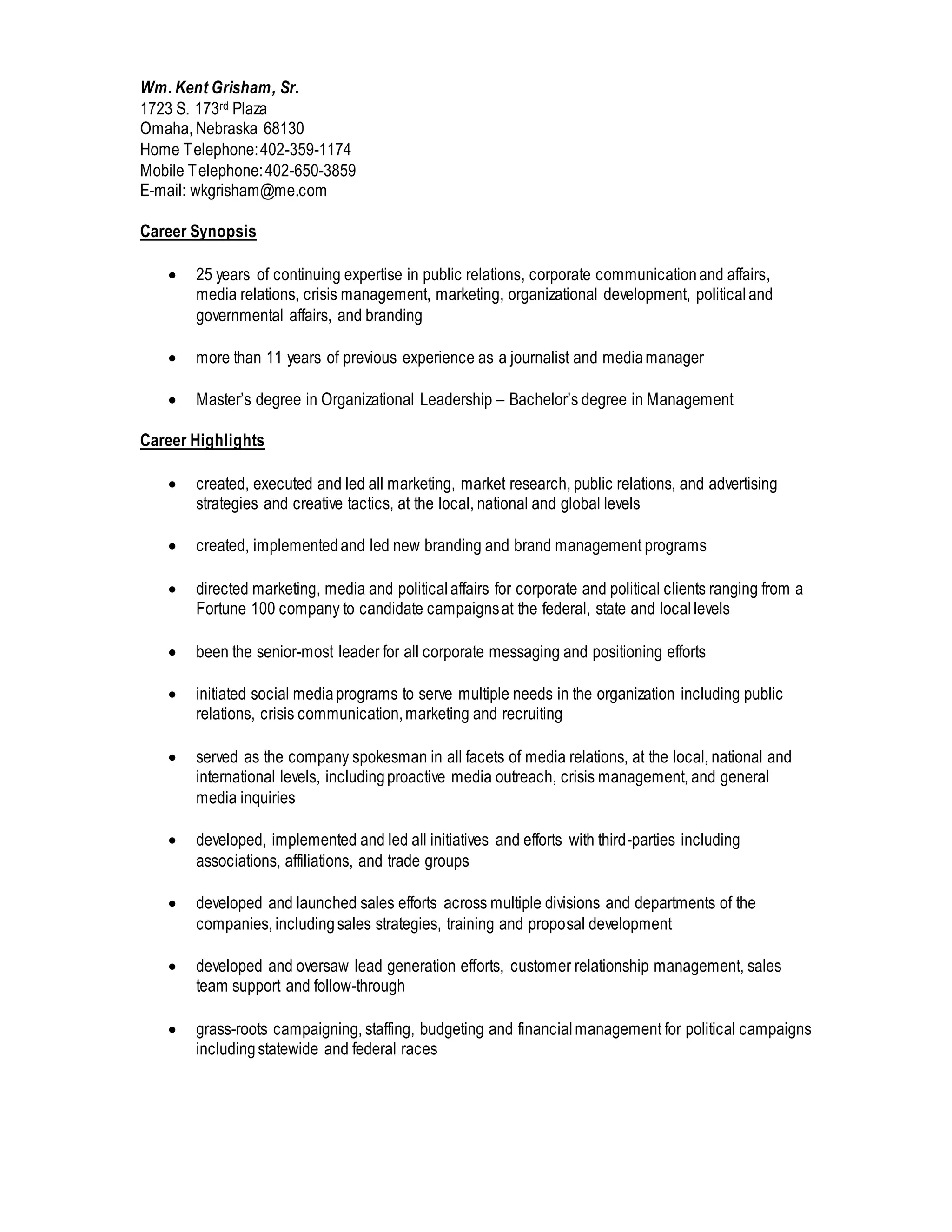 Kent Grisham Resume 2pg Feb2016 | DOCX