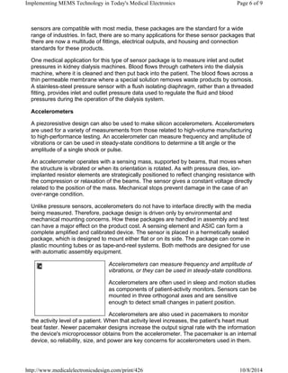 Implementing MEMS Technology in Todays Medical Electronics | PDF