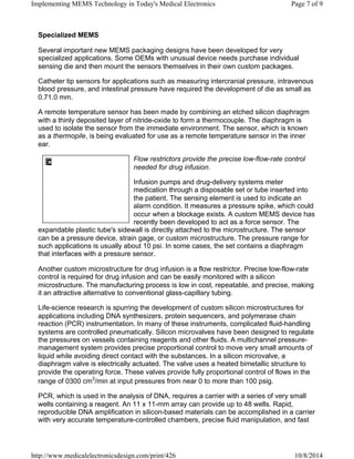 Implementing MEMS Technology in Todays Medical Electronics | PDF