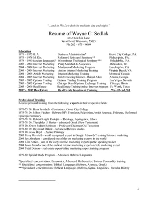 ResumeWayneSedlak | PDF