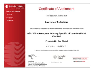 AS9100 Aerospace Industry Specific Certificate | PDF