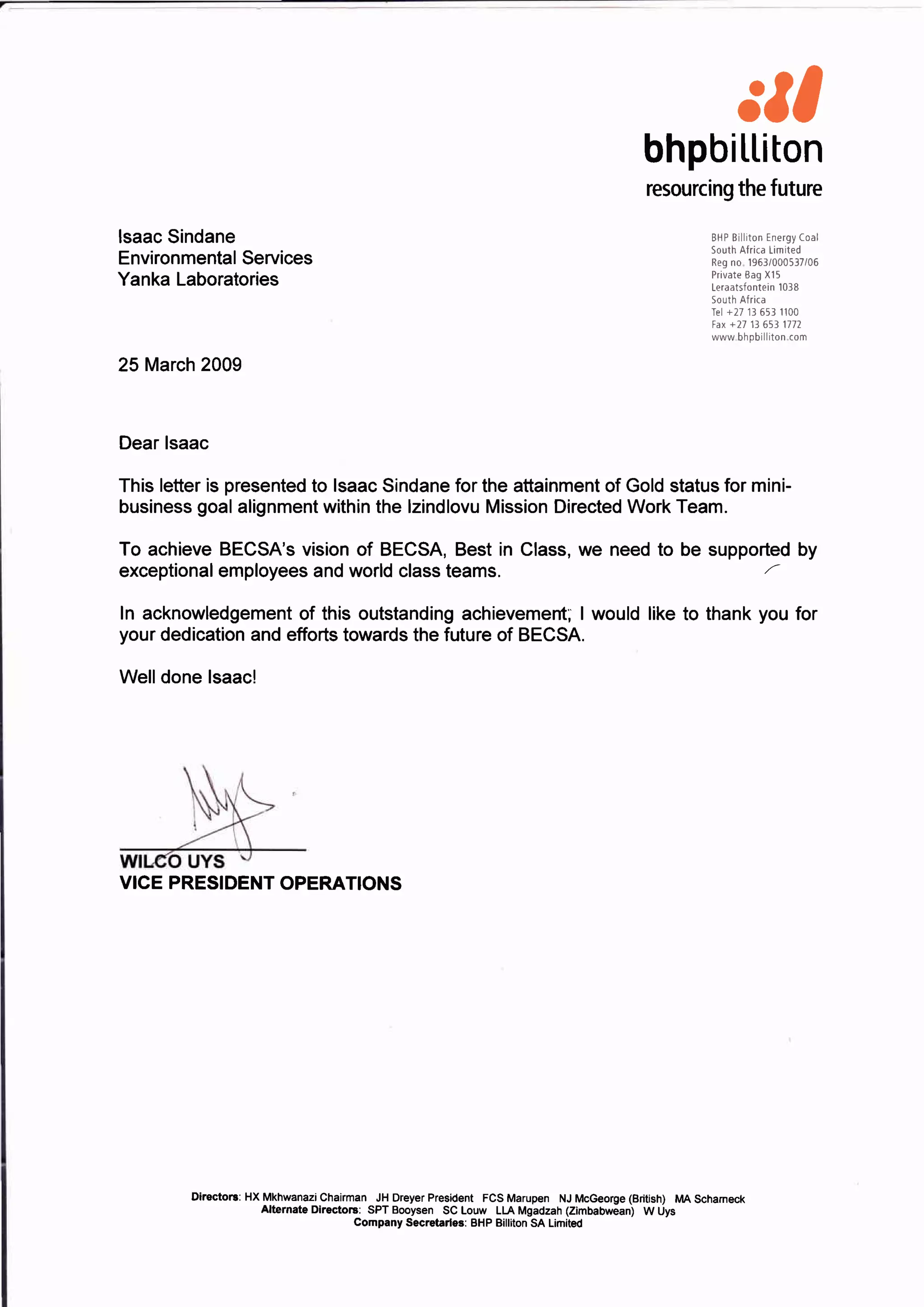 Mission Directed Work Gold Status_Letter of Reference | PDF