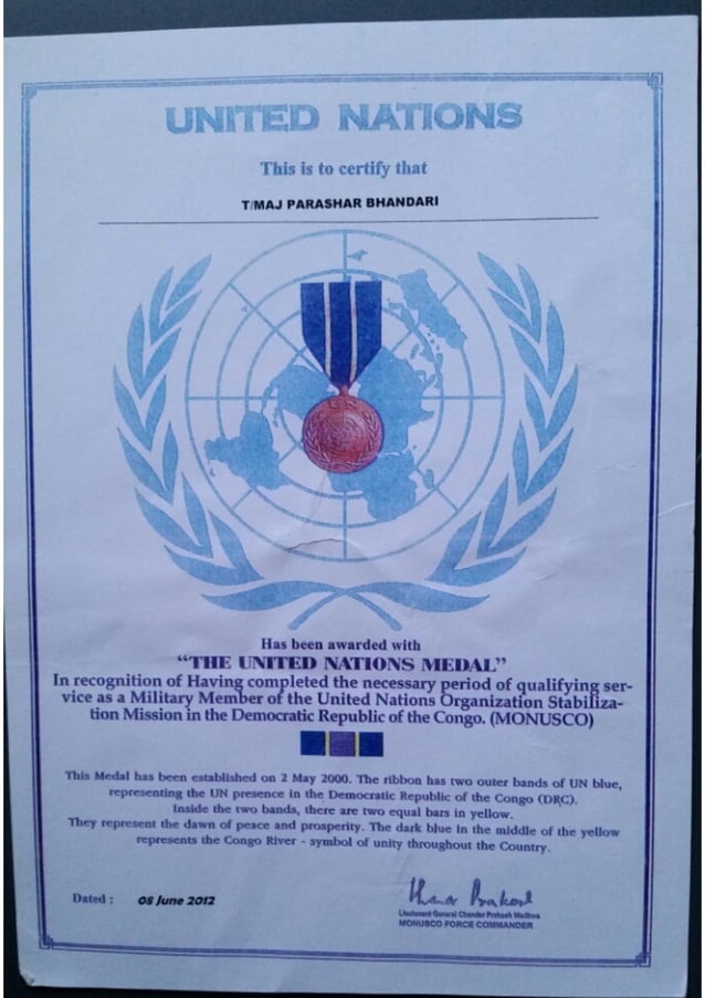 UN Medal In congo | PDF