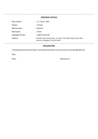 DEEPA JAIN | DOCX | Computer Software and Applications | Computing