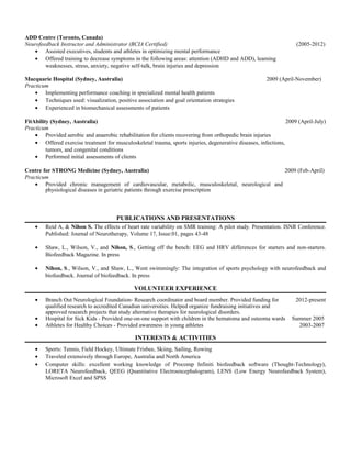 CV | DOC | Brain and Nervous System Disorders | Diseases and Conditions