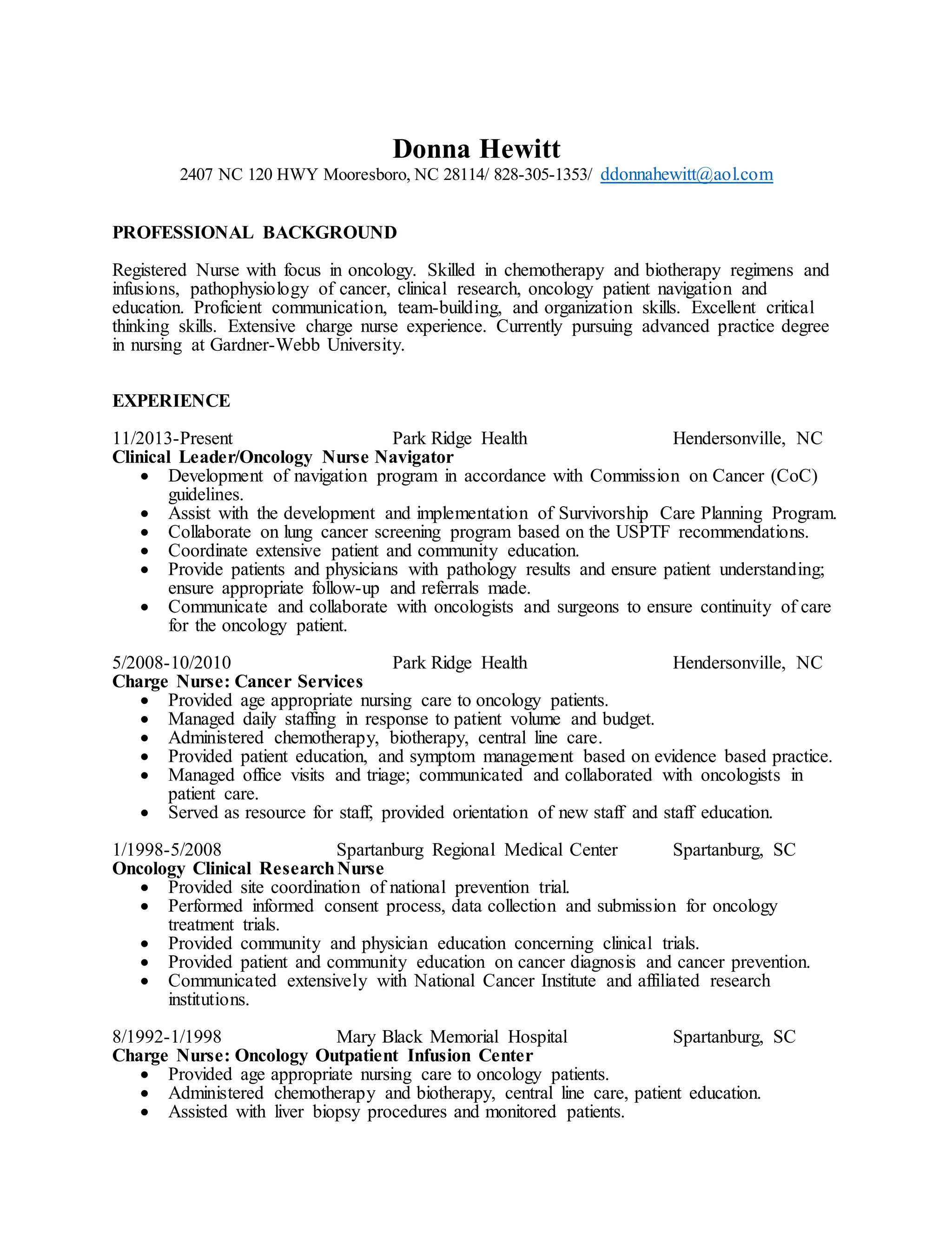 Donna Hewitt Resume 2015 | DOCX