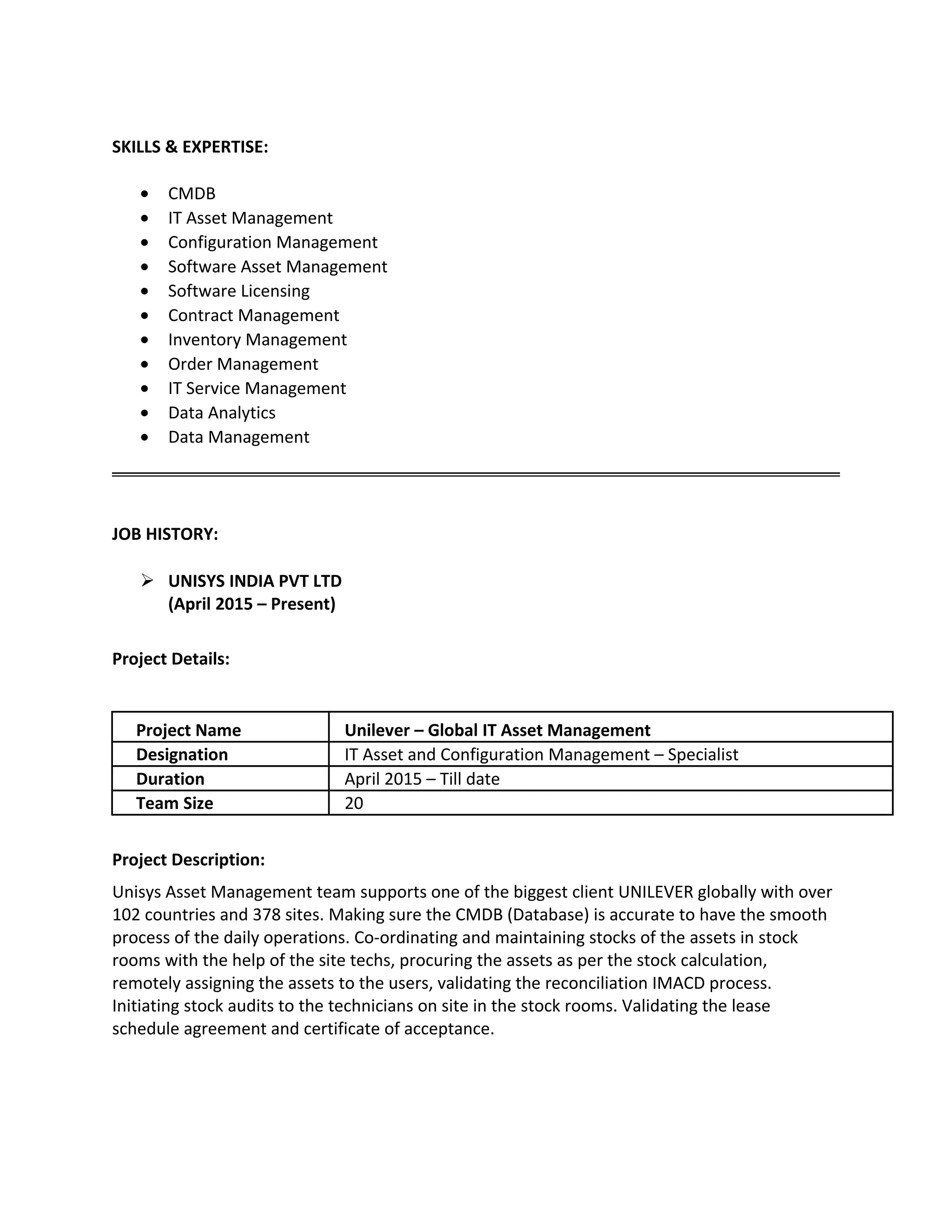 CV_CMDB_ITAM_SACM_Anil_Kumar_S | DOC | Databases | Computer Software and Applications
