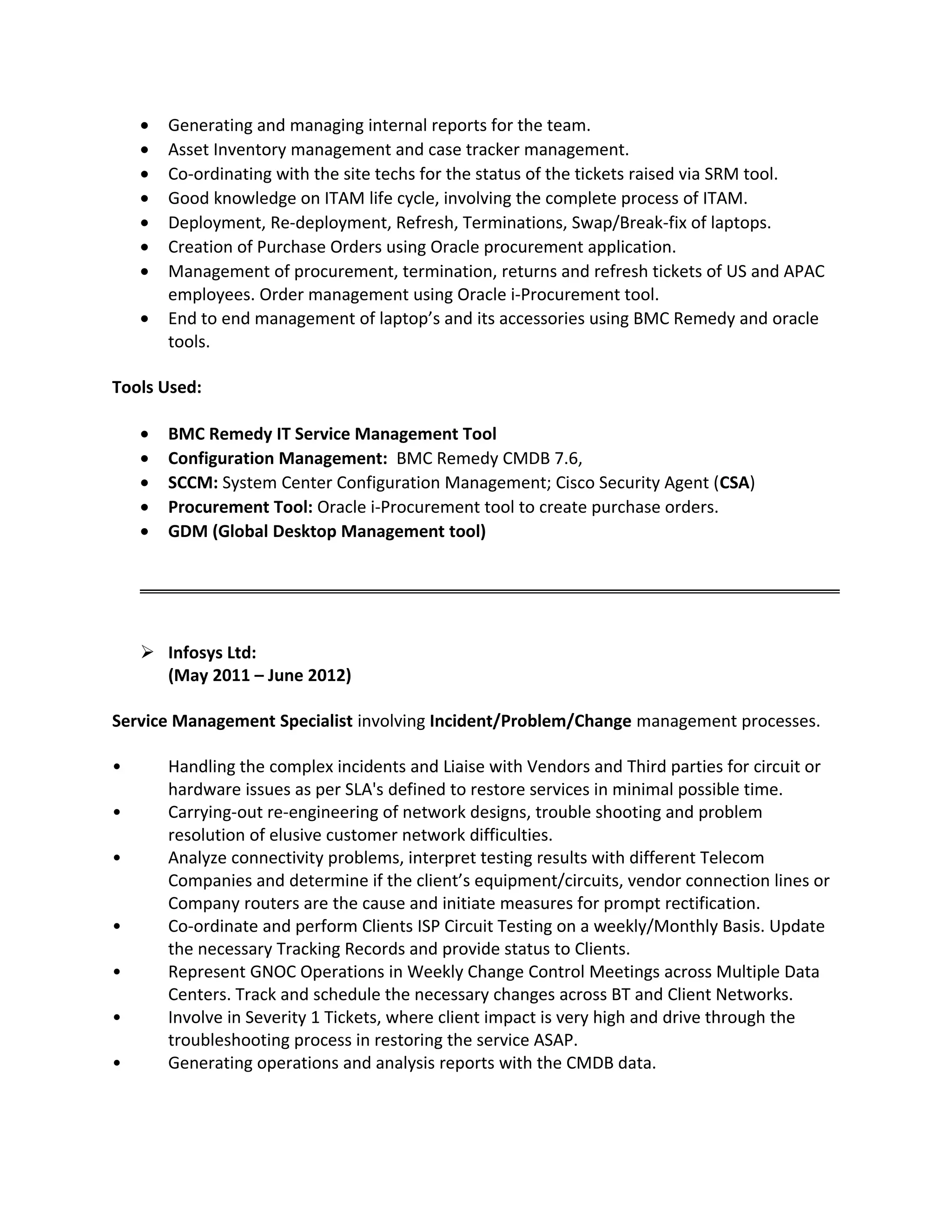 CV_CMDB_ITAM_SACM_Anil_Kumar_S | DOC | Databases | Computer Software and Applications