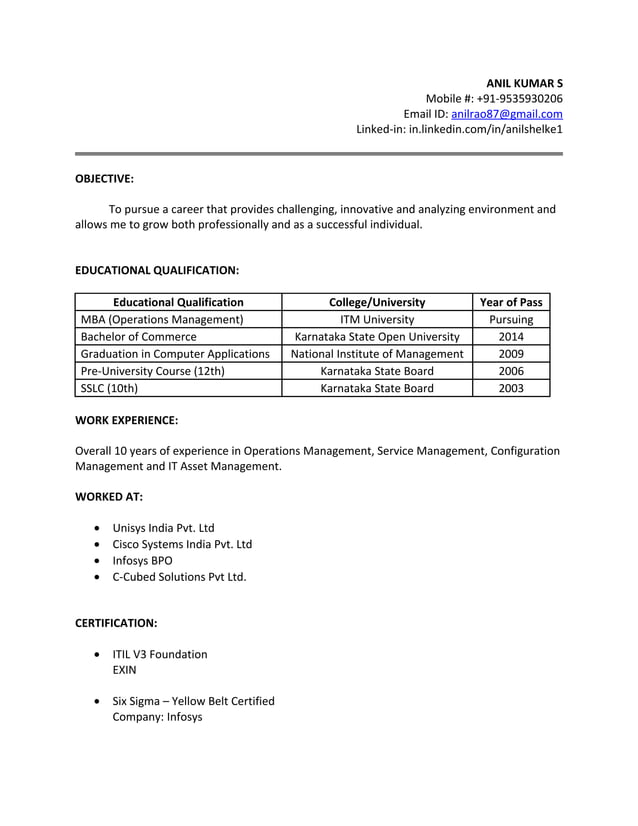 CV_CMDB_ITAM_SACM_Anil_Kumar_S | PDF