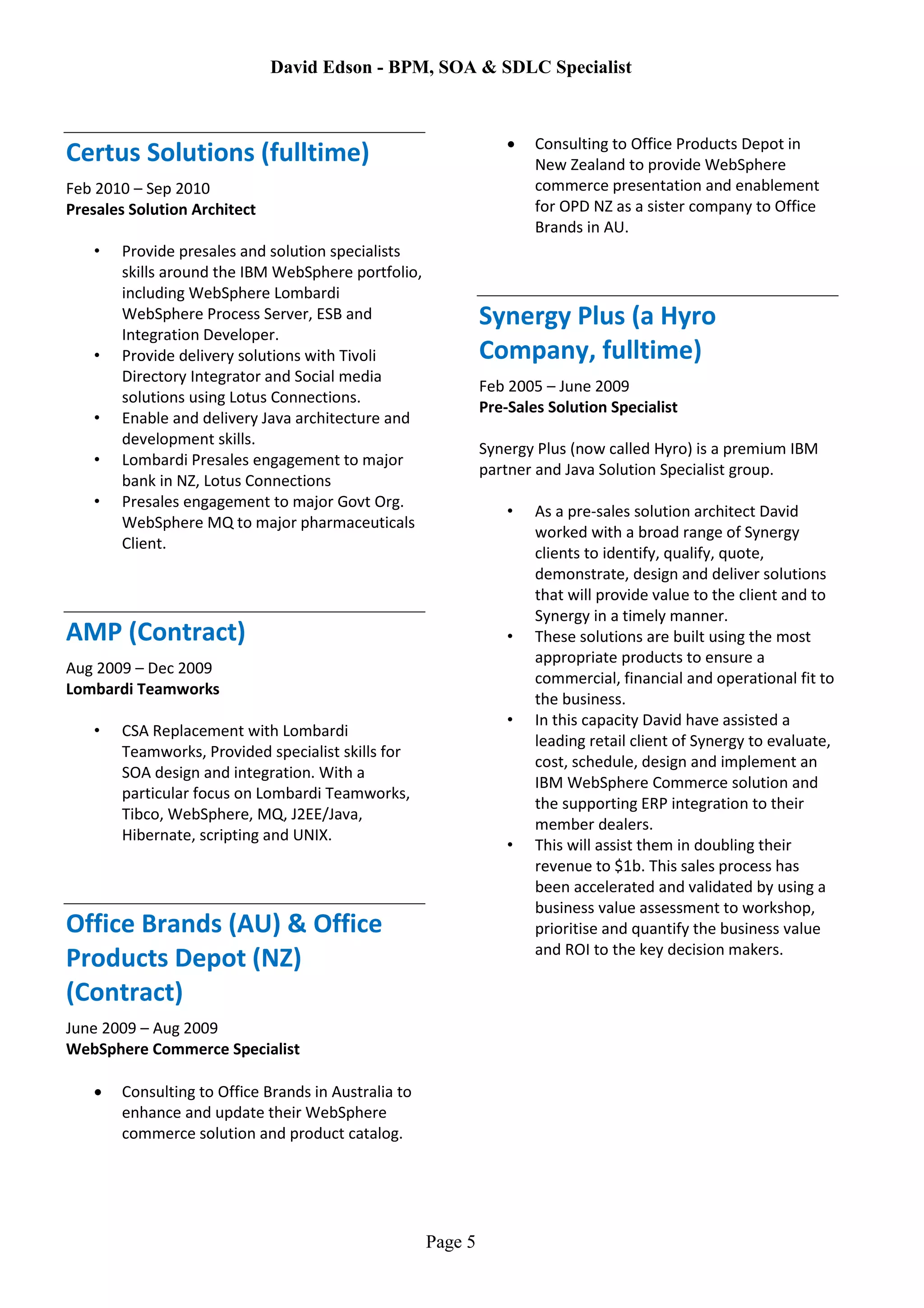 David Edson CV Abridged | PDF