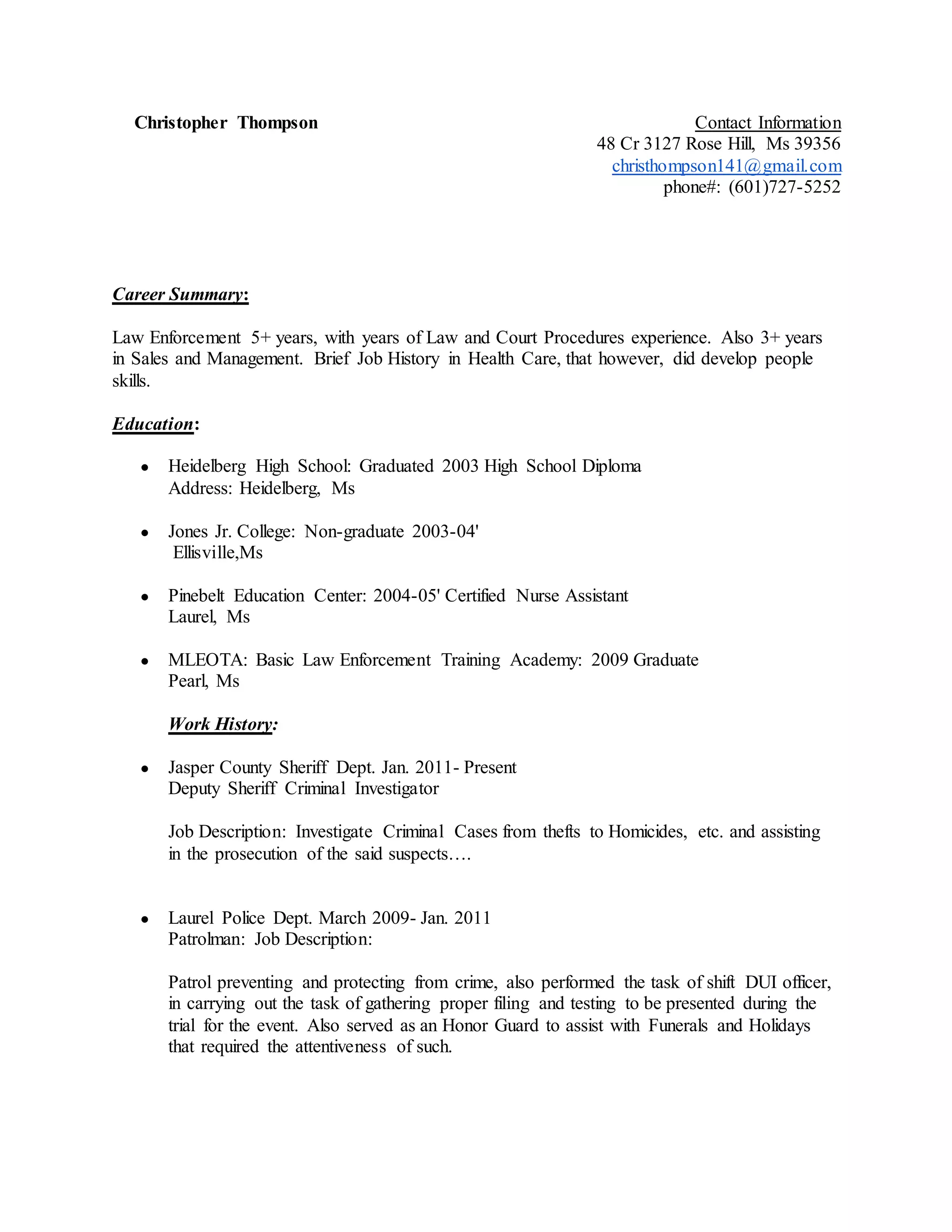 Chrisresume | DOCX | Crime & Harmful Acts to Individuals, Society ...