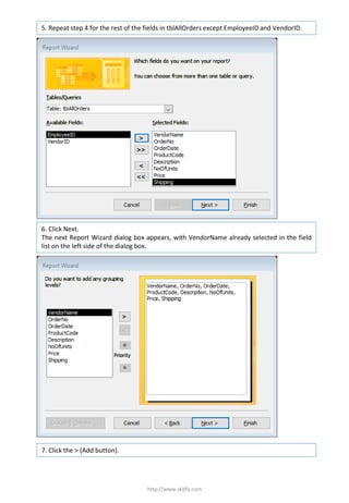 6.2 Creating a Report Using the Report Wizard | PDF