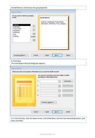 6.2 Creating a Report Using the Report Wizard | PDF
