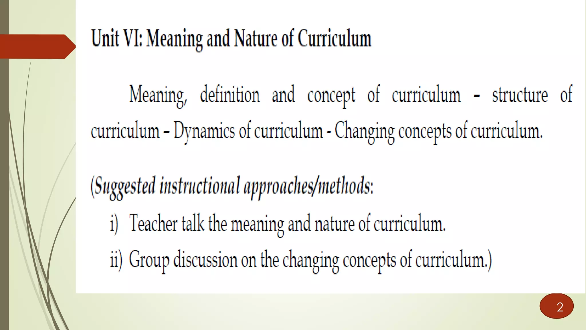 Meaning and Nature of Curriculum C8 - Unit VI | PDF