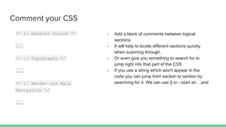 Structuring your CSS for maintainability: rules and guile lines to write CSS | PPT