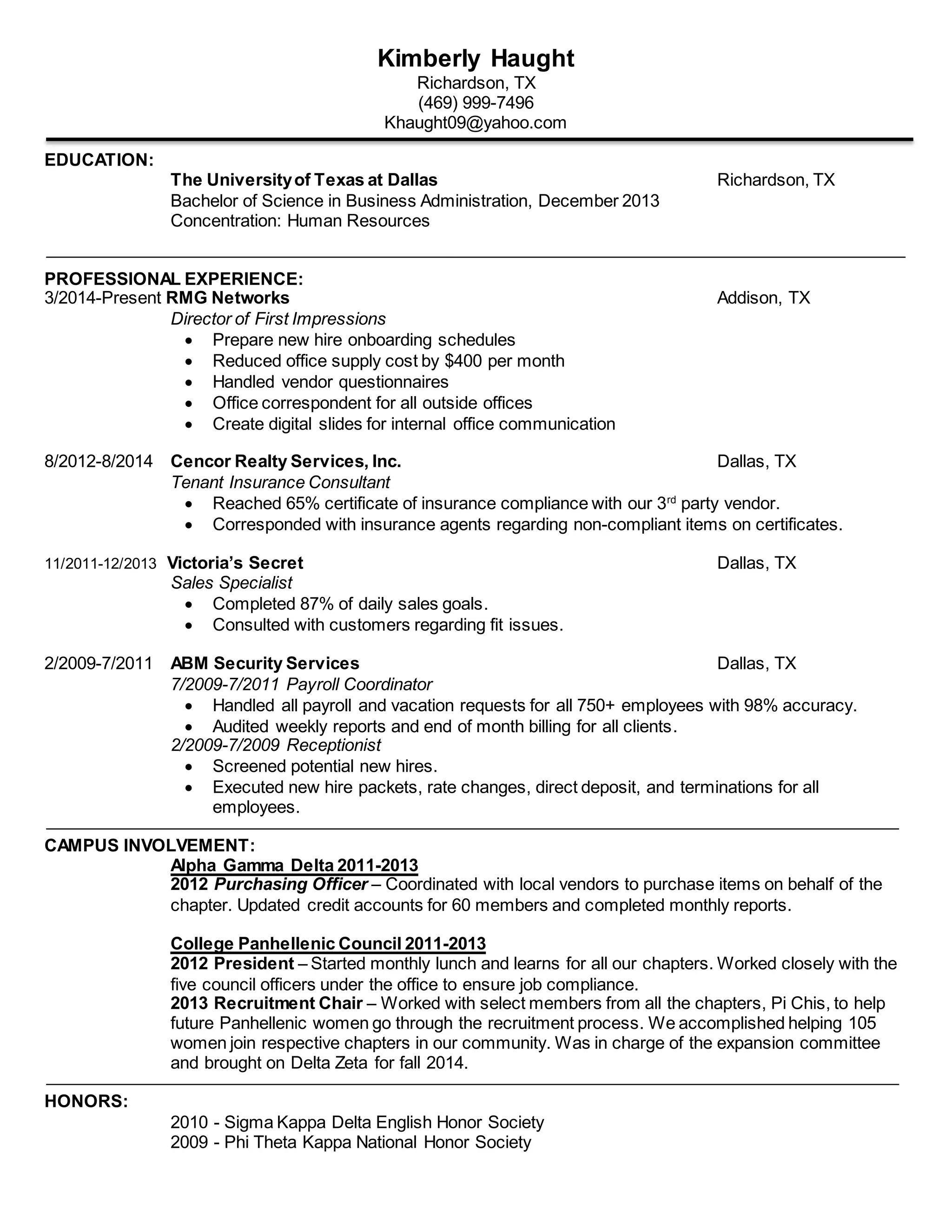 Kimberly Haught's Resume | DOCX