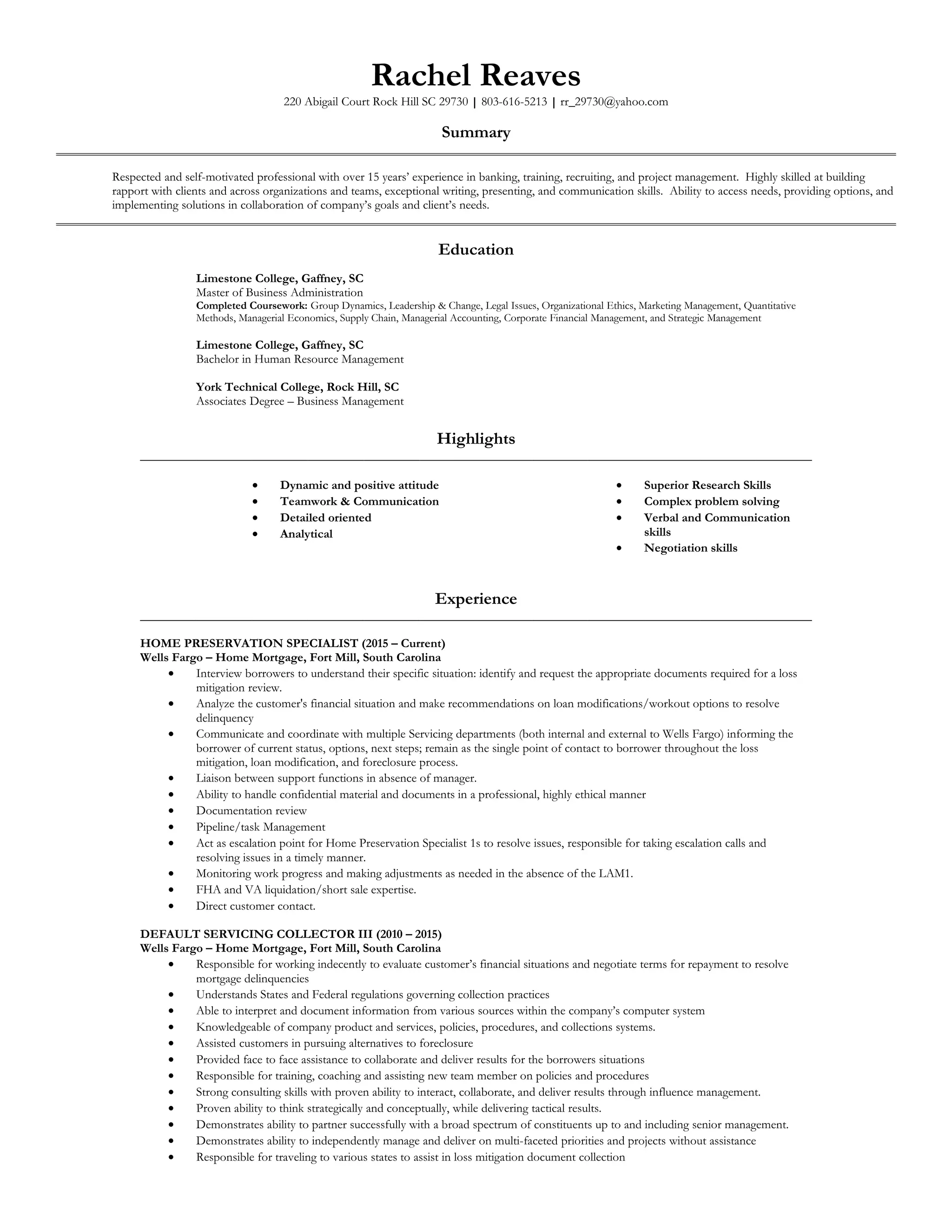 Rachel's Resume (2) | DOC
