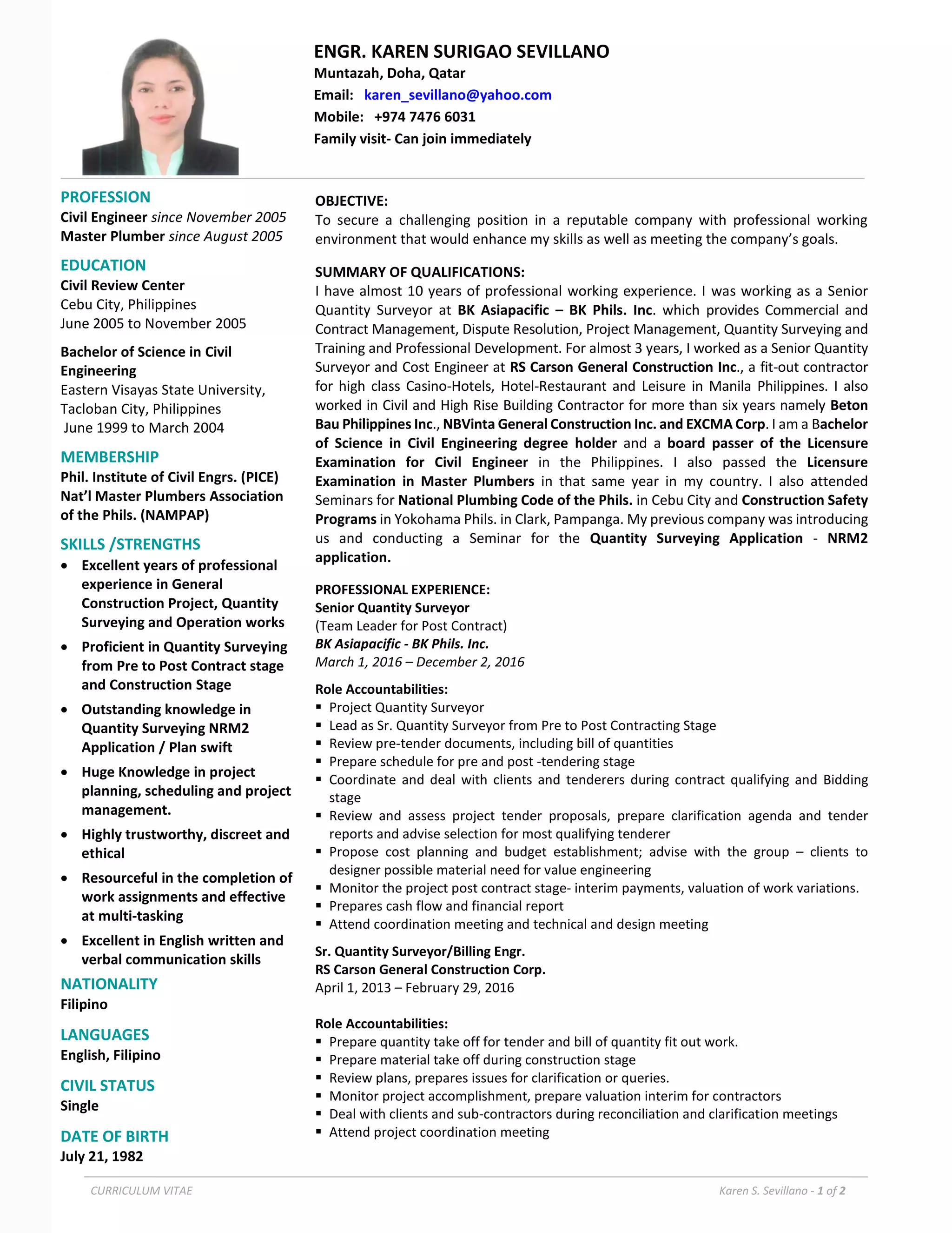 Karen Sevillano CV QS | PDF