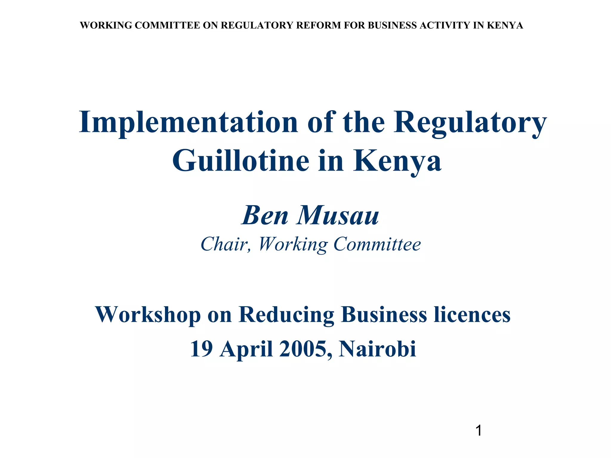 Reducing Business Licences (Guillotine) | PPT