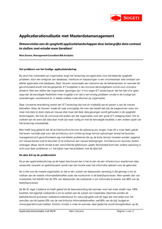 Applicatierationalisatie door Masterdatamanagement | DOCX
