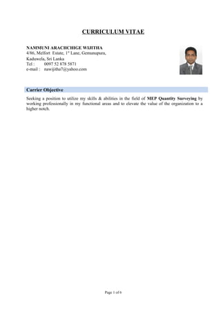 N.A. Wijitha CV MEP UD | PDF