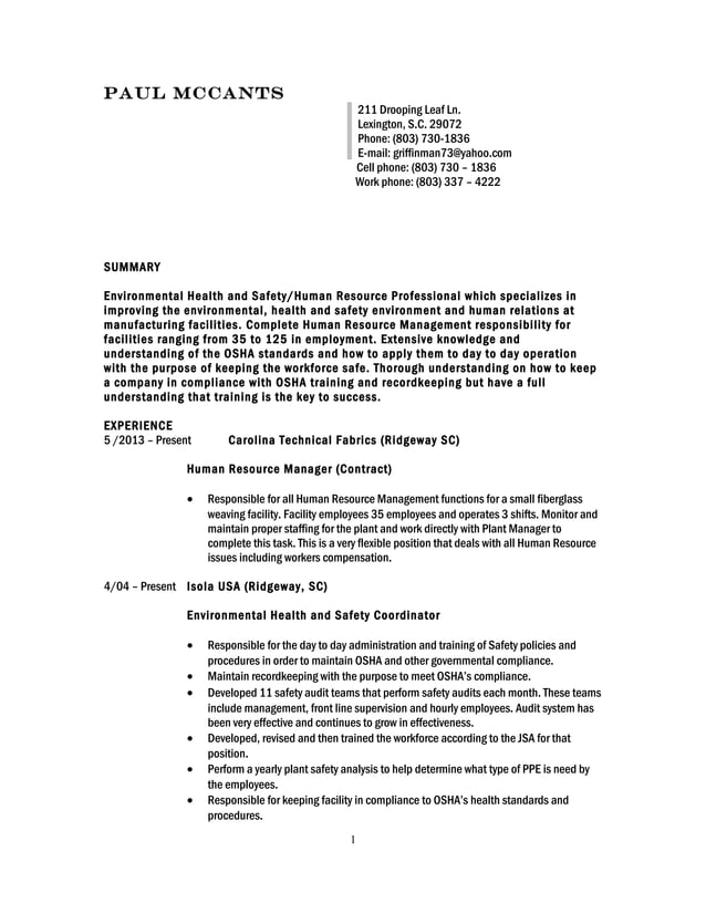 McCants, Paul resume 2[1] | DOC | Human Resources | Business