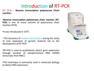 Introduction of RT PCR | PPTX