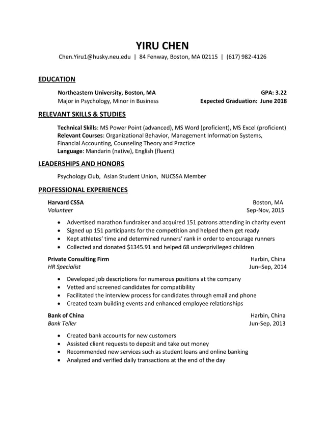 YIRU CHEN resume | PDF