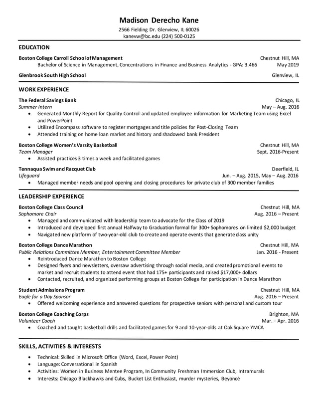 Madison Derecho Kane Resume | PDF