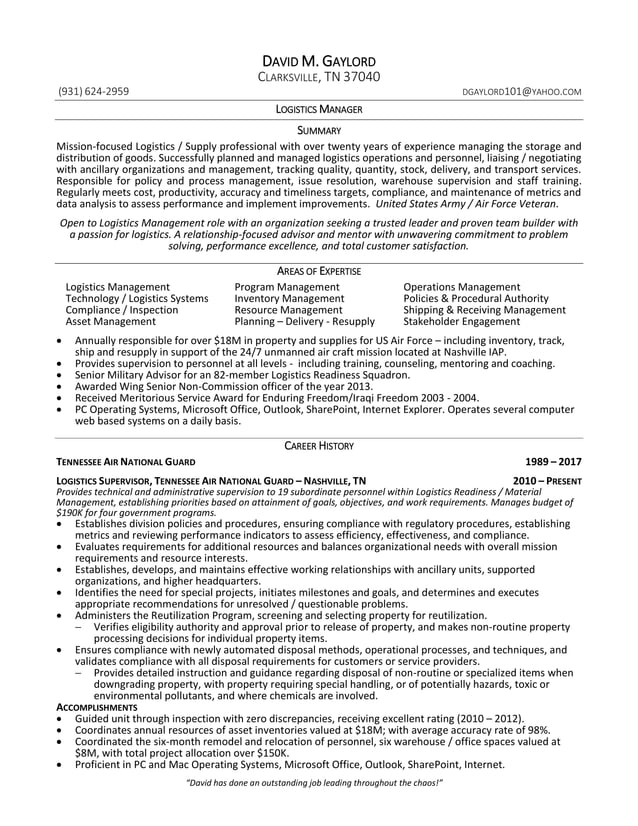 Gaylord, David M V3 DRAFT 09 2016 | PDF