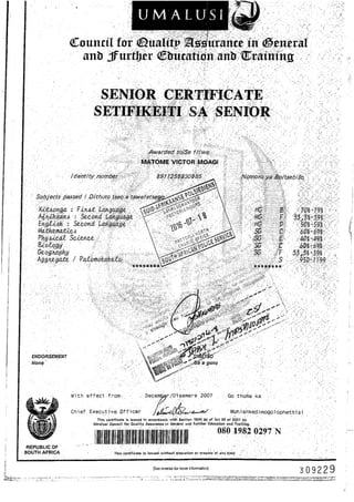 Matric Certificate | PDF