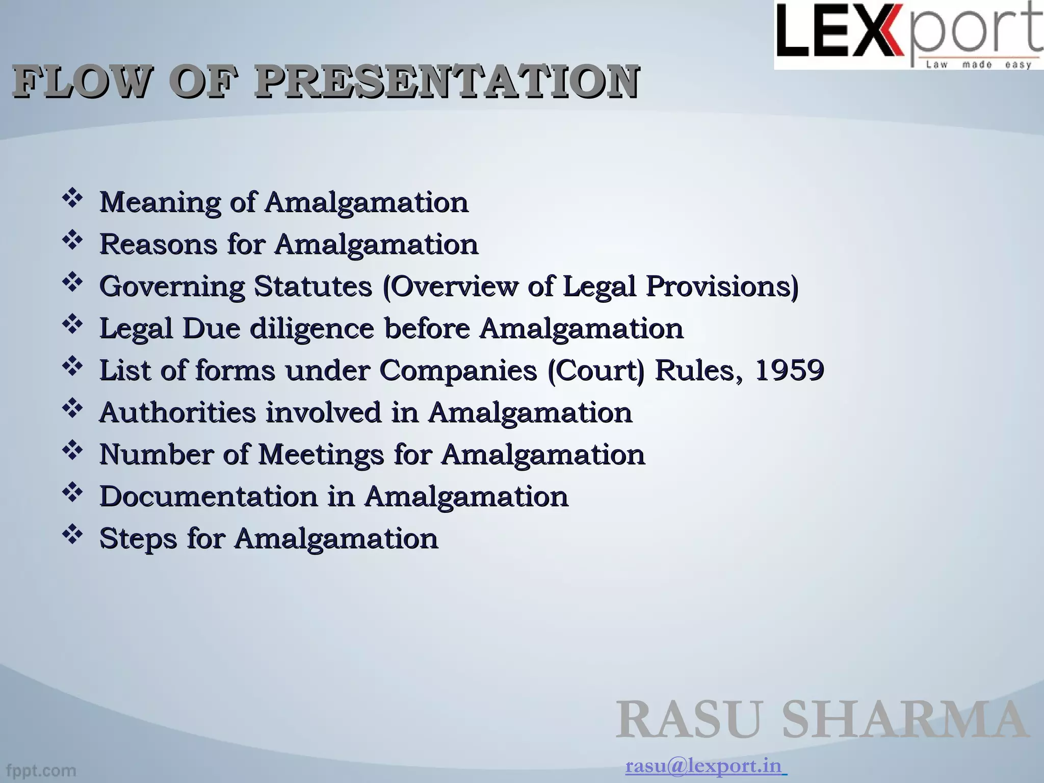 Procedural aspects and process of amalgamation | PPT