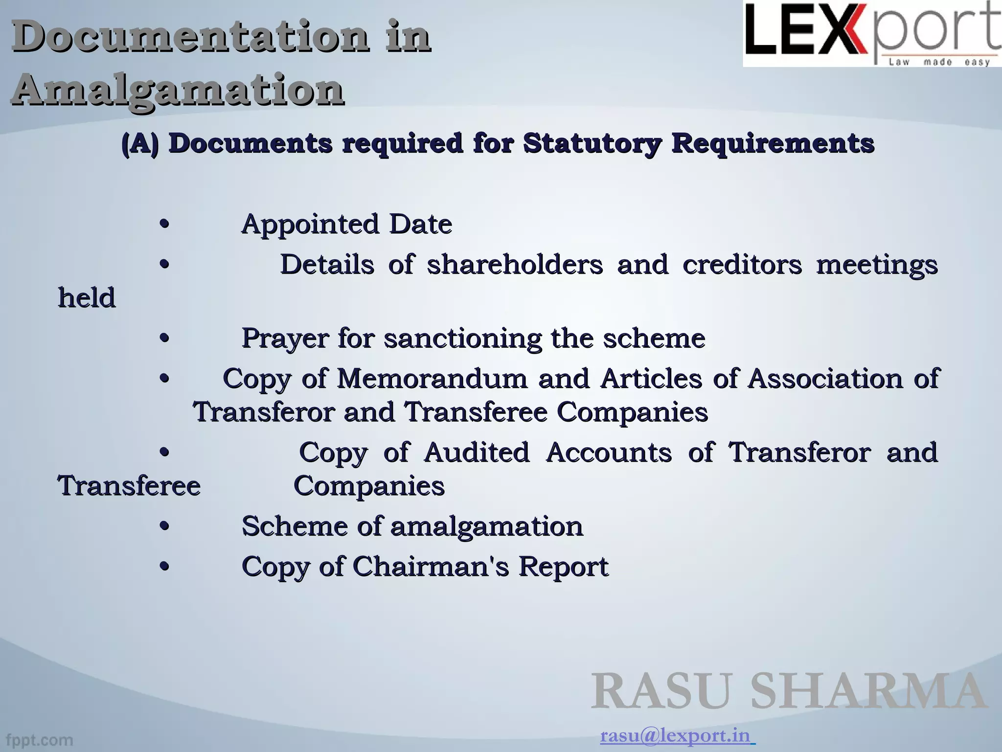 Procedural aspects and process of amalgamation | PPT