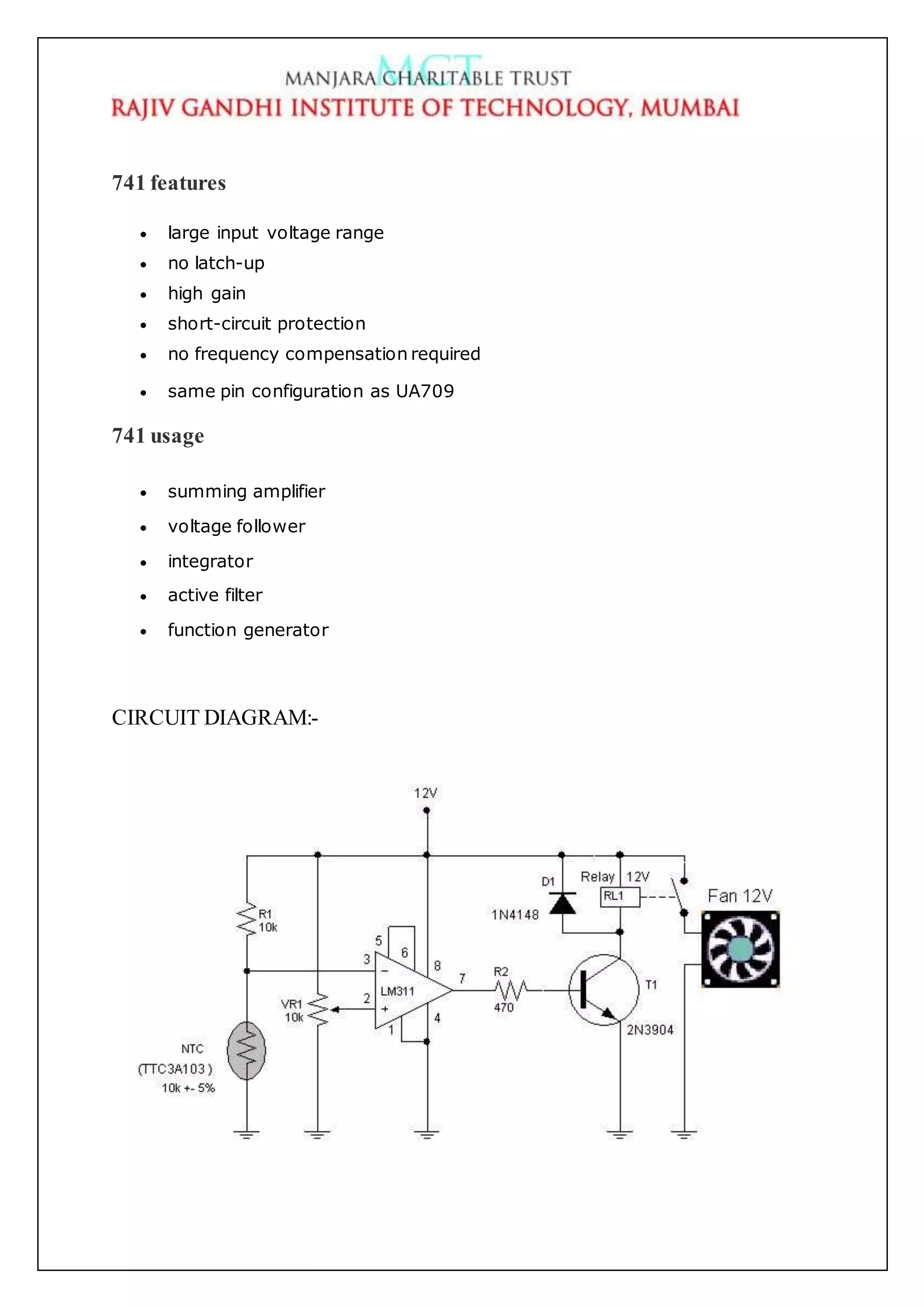 AUTOMATIC FAN CONTROLLER USING THERMISTOR | DOCX