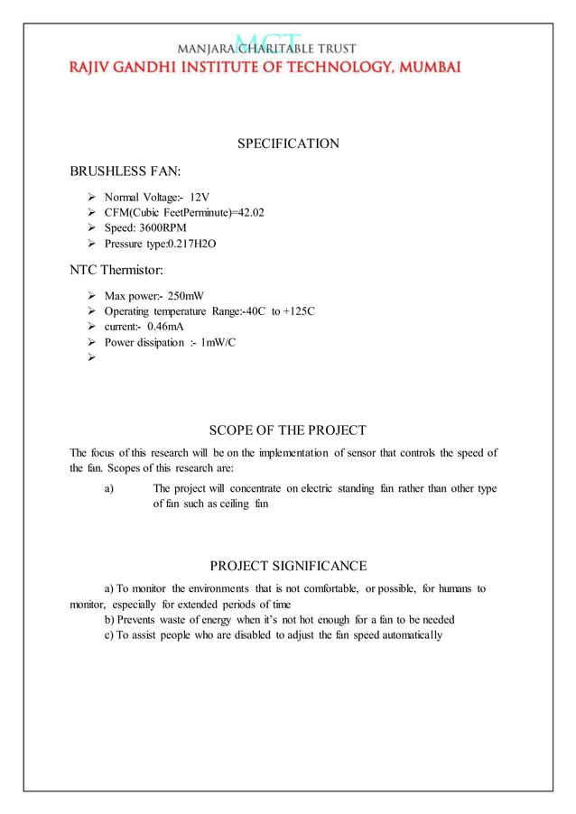 AUTOMATIC FAN CONTROLLER USING THERMISTOR | DOCX