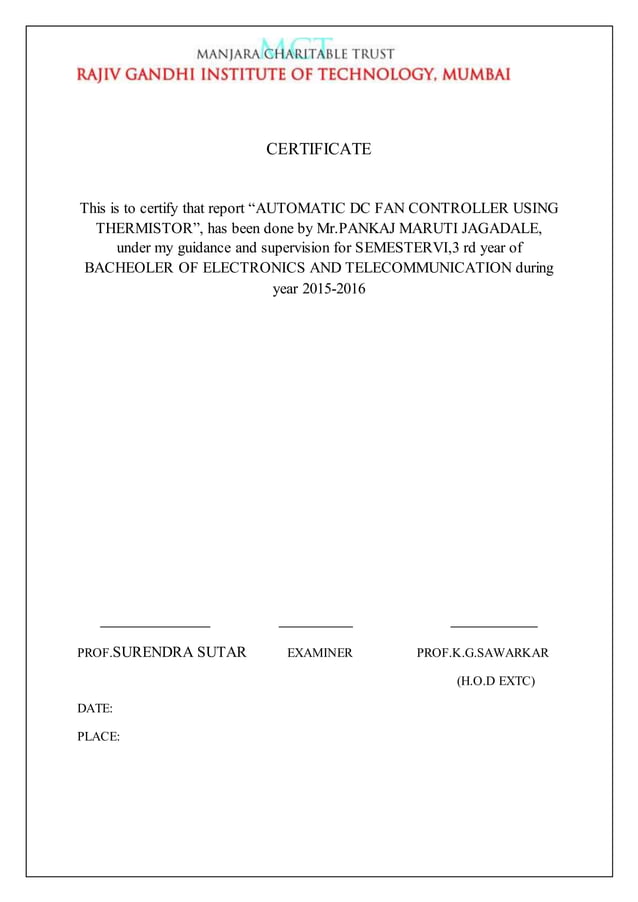 AUTOMATIC FAN CONTROLLER USING THERMISTOR | DOCX